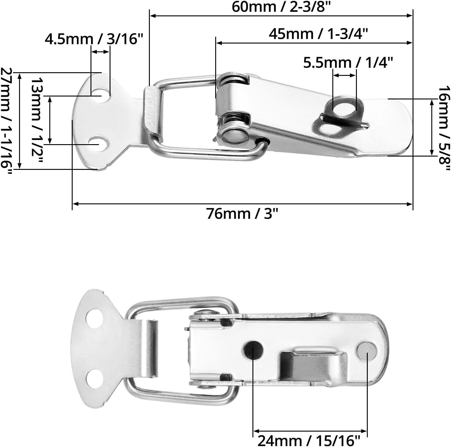 Stainless Steel 304 Toggle Latch Nickel Plated Zinc Finish Spring ...